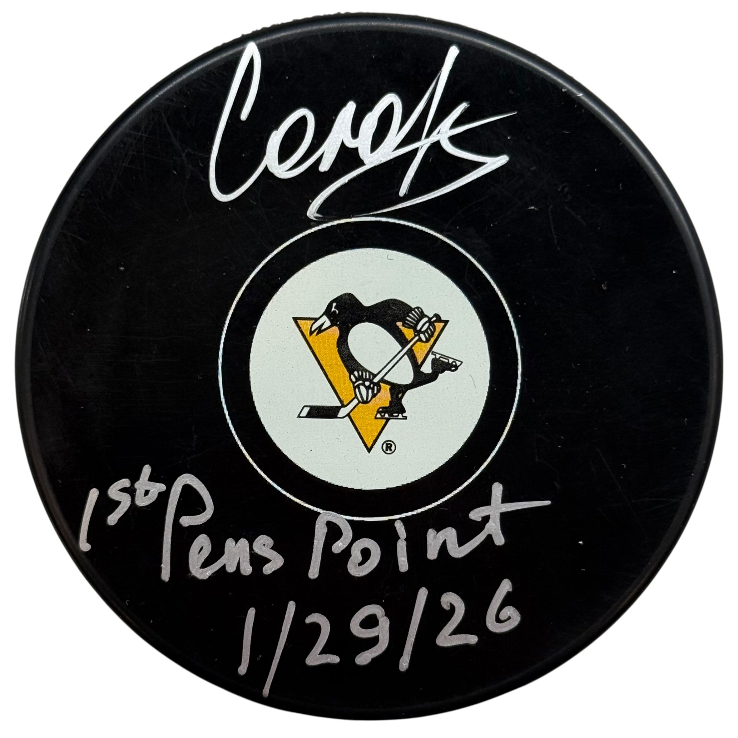 Ilya Solovyov Signed, Inscribed "1st Pens Point 1/29/26" Pittsburgh Pe – Sign On Sports