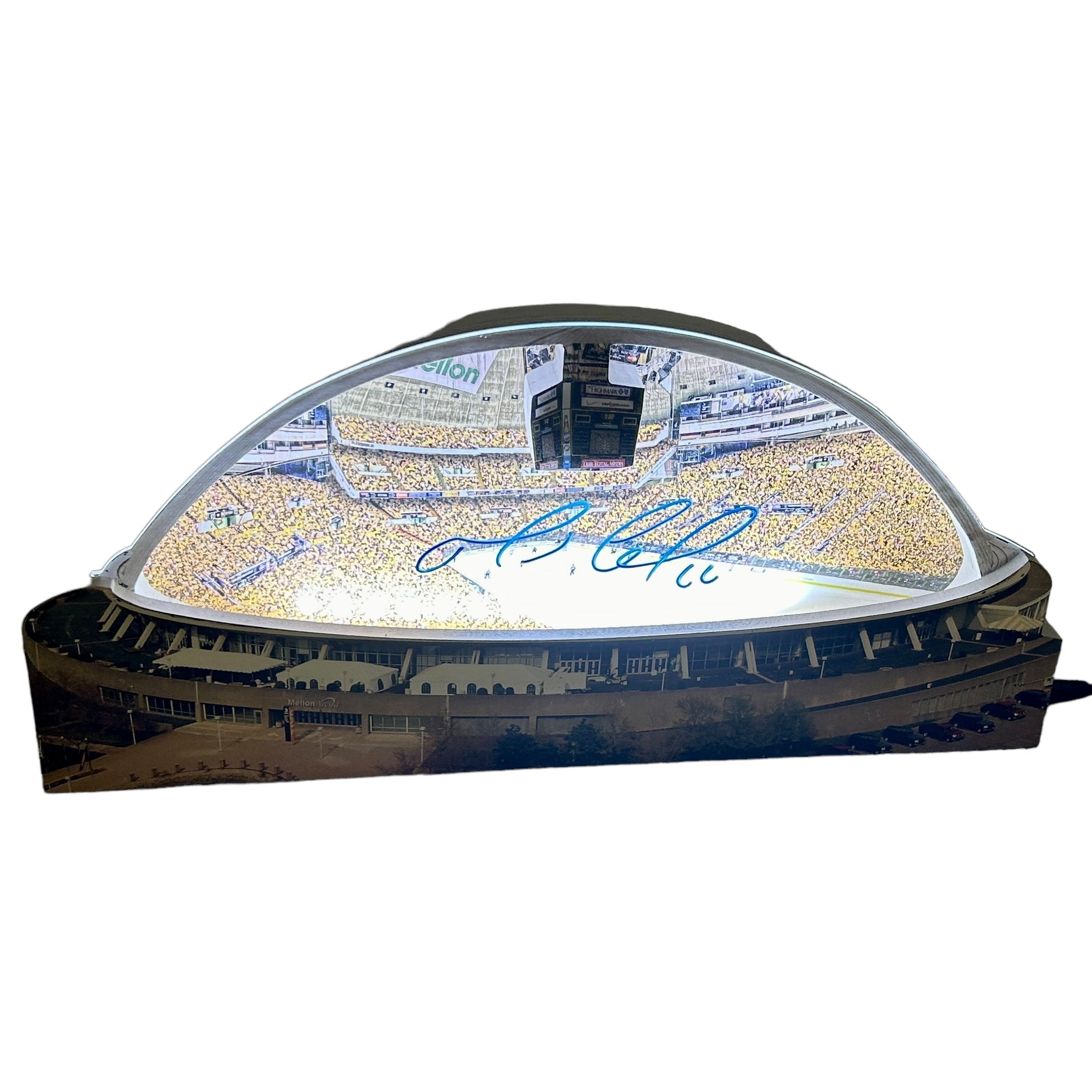 Mario Lemieux Signed 19 inch 3D Mellon Arena/Civic Arena with LED Ligh ...